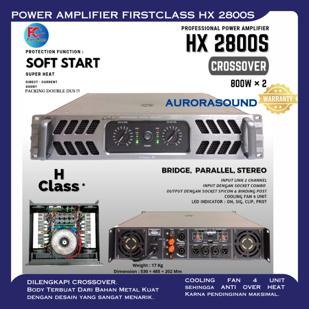 Jual POWER AMPLIFIER FIRSTCLASS HX 2800S DIGITAL KARAOKE PROFESSIONAL ...