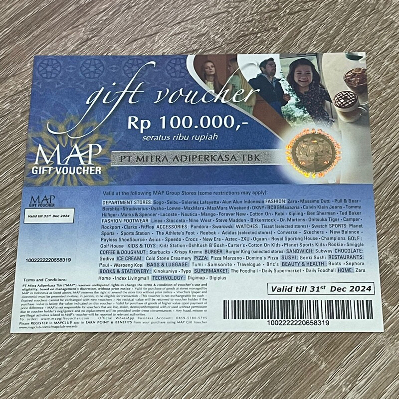 Jual Gift Voucher MAP Nominal 100.000 | Shopee Indonesia