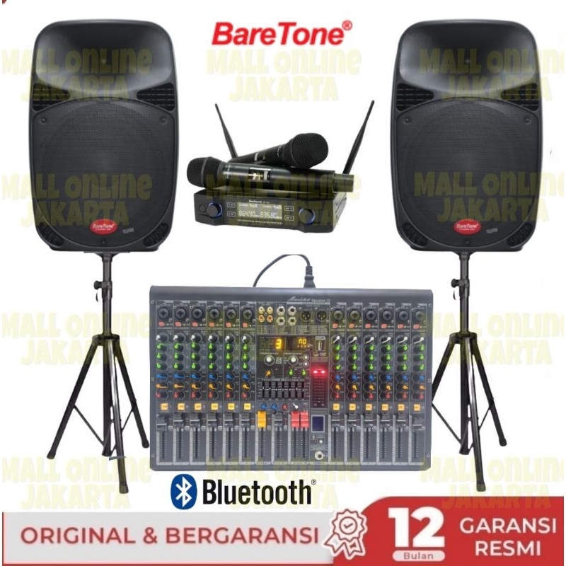 Jual Paket speaker aktif Baretone 15 inch set sound system 12 channel ...