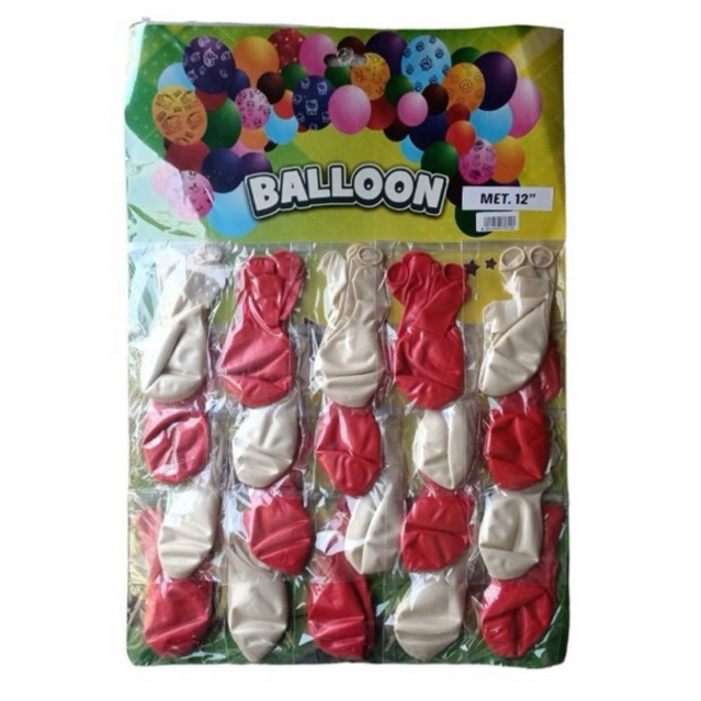 Jual 1Papan Balon Latex Balon Glossy Merah Putih Polos Balon Dekorasi ...