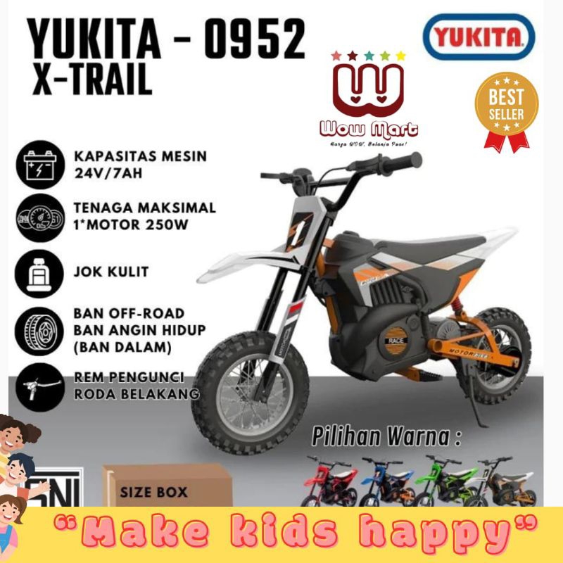Jual mainan motor aki yukita 0952 x trail charger adaptor listrik ...