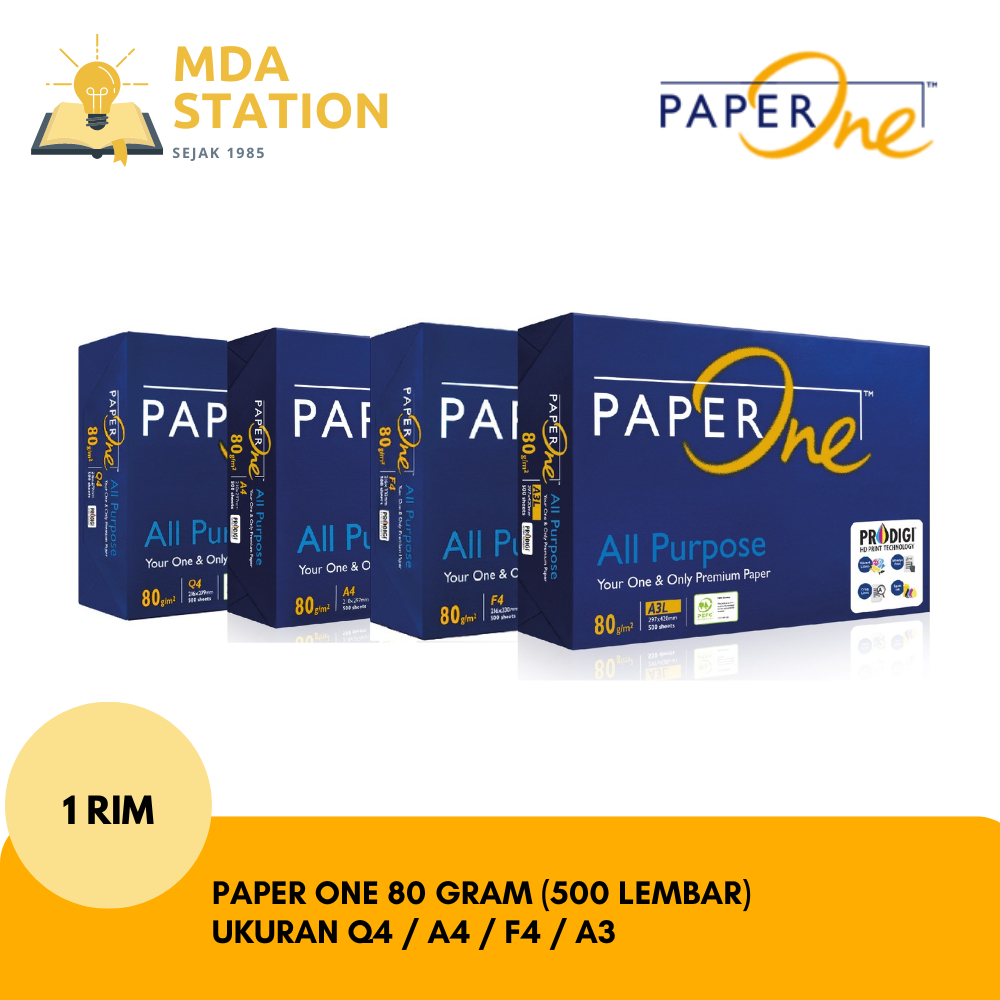 Jual PAPERONE Kertas 80 Gram Q4 / A4 / F4 / A3 (1 RIM 500 LEMBAR) | MDA ...