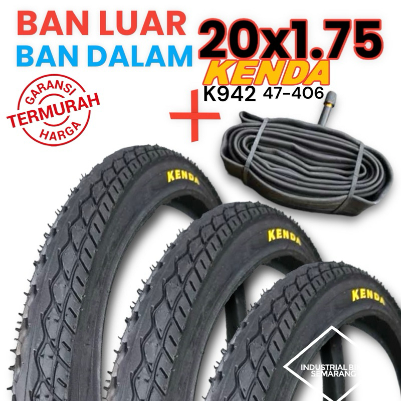Jual ( 20x1.75 BAN LUAR / DALAM ) Kenda K942 Tire Size Ukuran 20 x 1.75 Murni 20 inch Ban Luar ...
