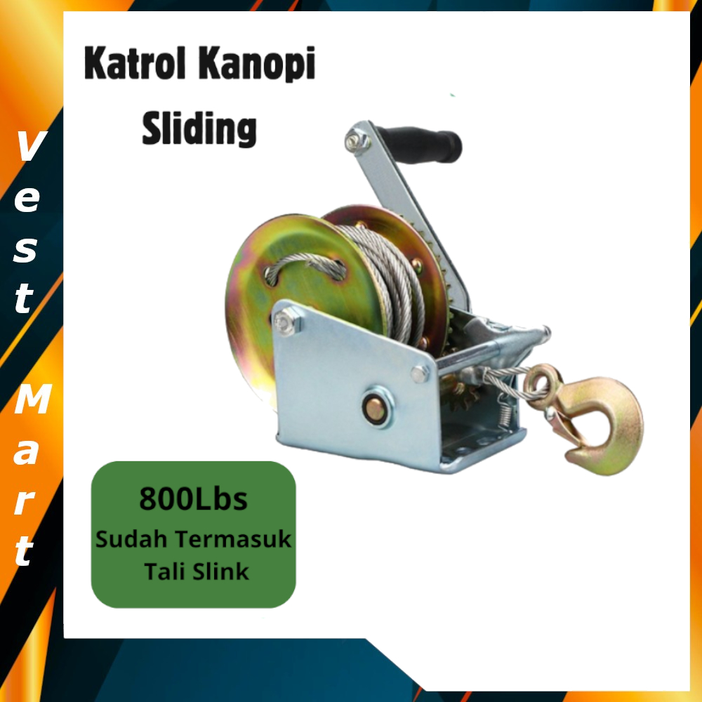 Jual Katrol Besi Kanopi Sliding Manual 800Lbs/350KG Termasuk Tali Slink ...