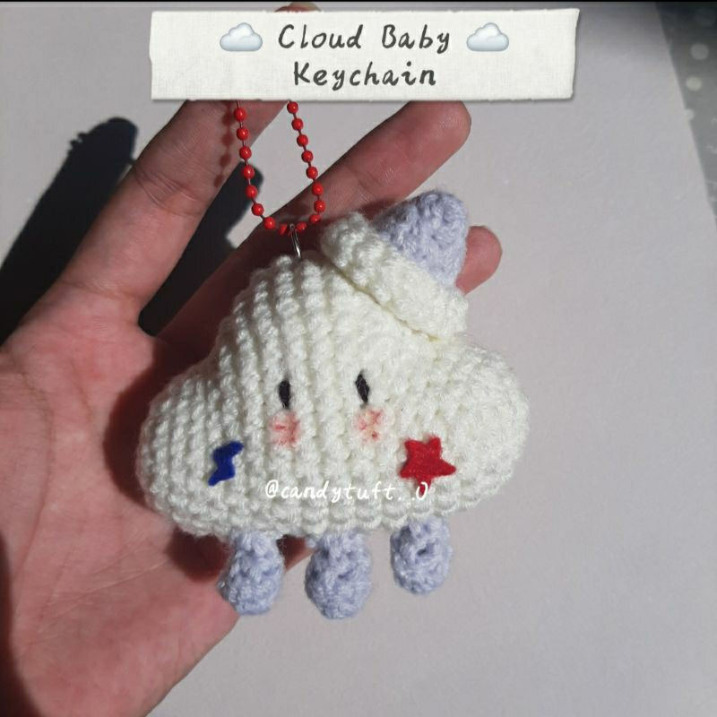 Jual Cloud Baby Keychain crochet awan bag charm cloud baby handmade ...