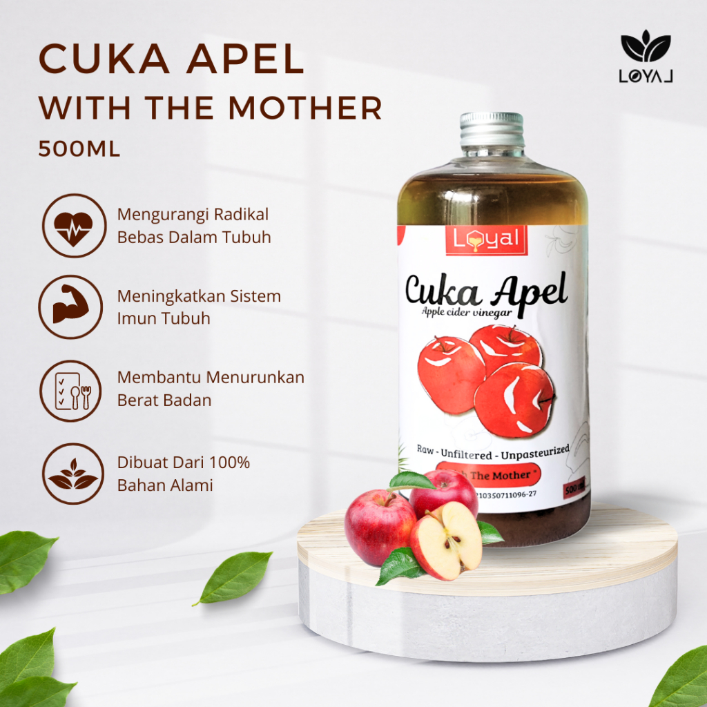 Jual Cuka Apel Original Asli With Mother isi 500ml - Organik Tanpa ...