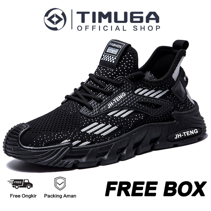 Jual TIMUGA Sepatu Pria Sneakers Outdoor Kekinian Sepatu Cowok Hitam ...