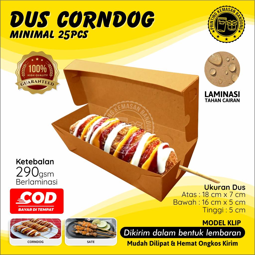 Jual Box Corndog Corn Dog Sosis Bakar Paper Kraft 290gsm Dus Kemasan ...