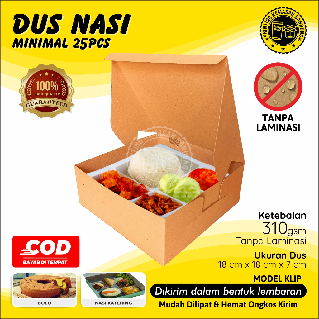 Jual Dus Nasi 18x18x7 Lunch Box Katering Catering Kotak Kemasan Makan ...