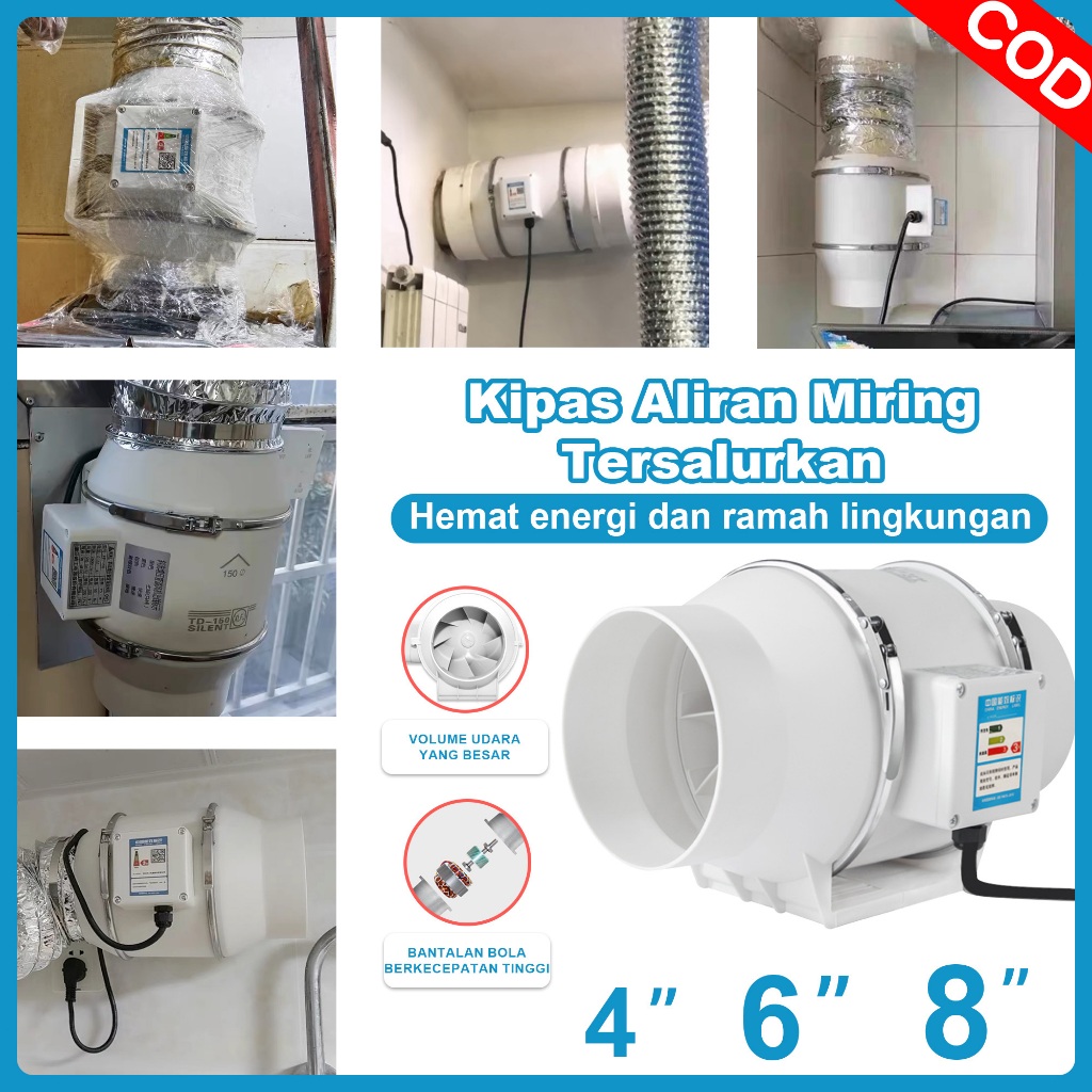 Jual SOKANY 4''/6''/8‘’ Air Exhaust Fan Cooler Duct Inline Kipas Angin ...