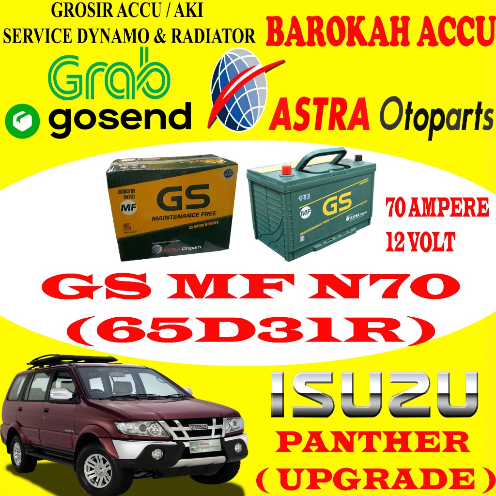 Jual AKI MOBIL ISUZU PANTHER ( UPGRADE ) GS MF N70 / 65D31R , 70 AH ASTRA OTOPARTS | Shopee ...