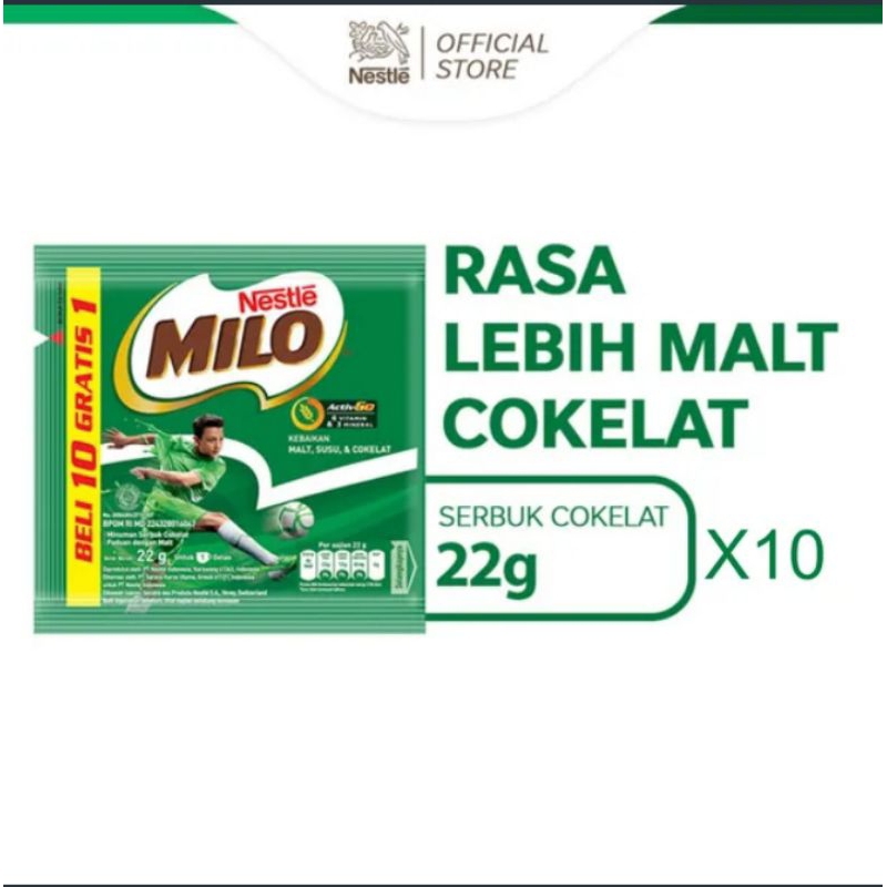 Jual Nestle Milo Active Go minuman Coklat 22gr (10 sachet/ 1 Renceng ...