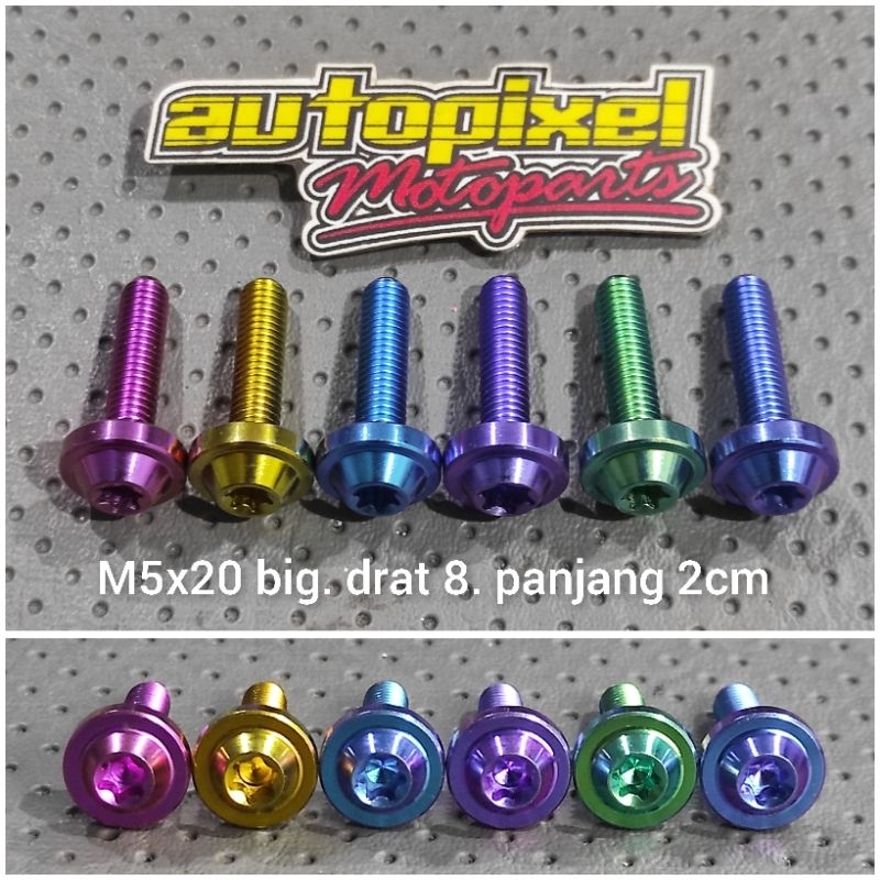 Jual Baut titanium 5x20 big baut titan drat 8 panjang 2cm Grade 5 vietnam | Shopee Indonesia