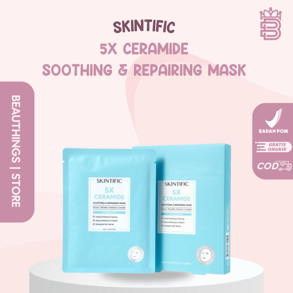 Jual SKINTIFIC 5X Ceramide Soothing Mask Sheetmask Masker Wajah Barrier ...