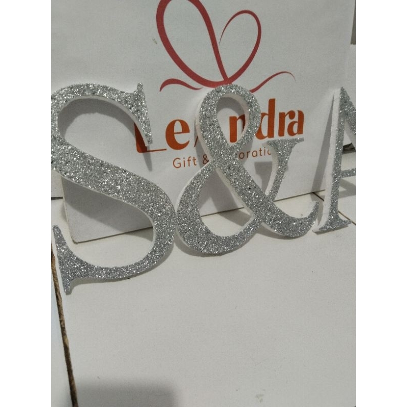 Jual Inisial huruf Styrofoam backdrop tinggi 20 cm warna glitter ...