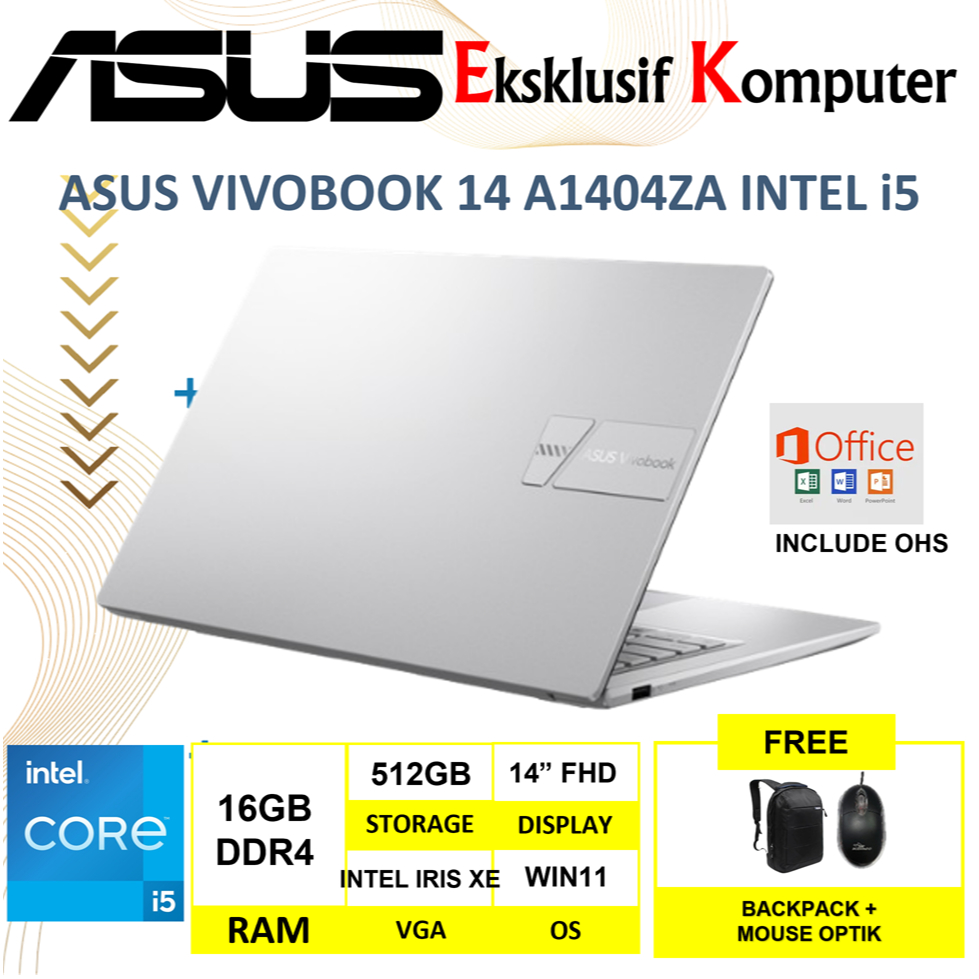 Jual Laptop Asus Vivobook 14 A1404ZA Intel i5 Gen 12 16GB 512GB SSD 14 ...