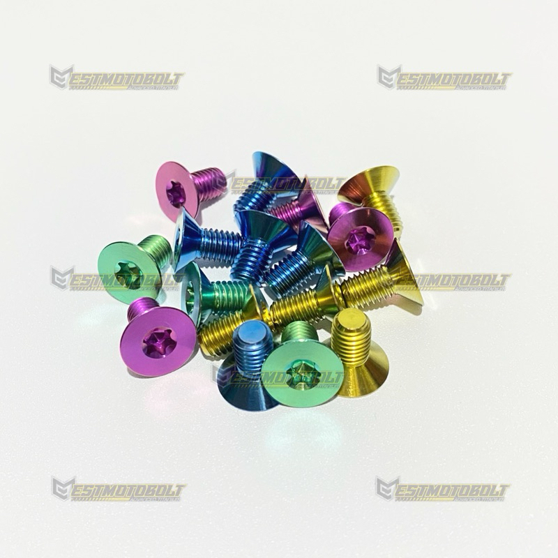 Jual BAUT TITANIUM M4 M5 M6 M8 FLAT HEAD GR5 ( HARGA 1 PCS ) | Shopee ...