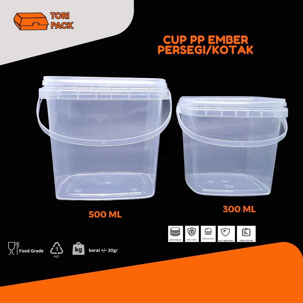 Jual Cup Ember PP Persegi/Kotak 300 ml 500 ml 1000 ml | Shopee Indonesia