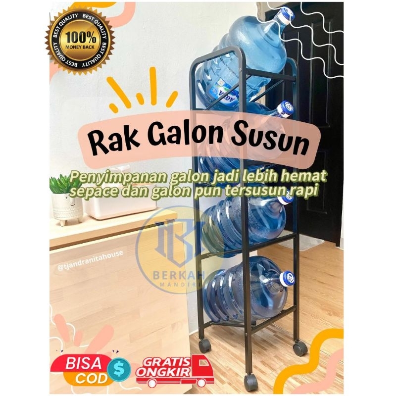 Jual RAK GALON 4SSN RODA / DIJAMIN KUAT & KOKOH / BAHAN FULL BESI ...