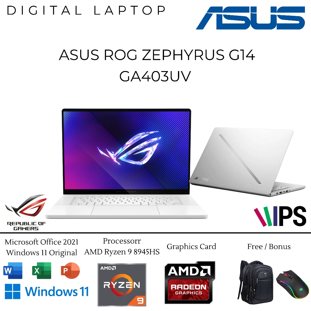 Jual Asus ROG Zephyrus G14 GA403UV AMD Ryzen 9 8945HS RTX4060-8GB 16GB ...