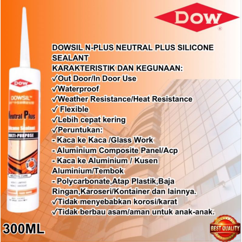 Jual Lem Silikon Netral Dowsil Neutral Plus Silicone Sealant 300ml | Shopee Indonesia
