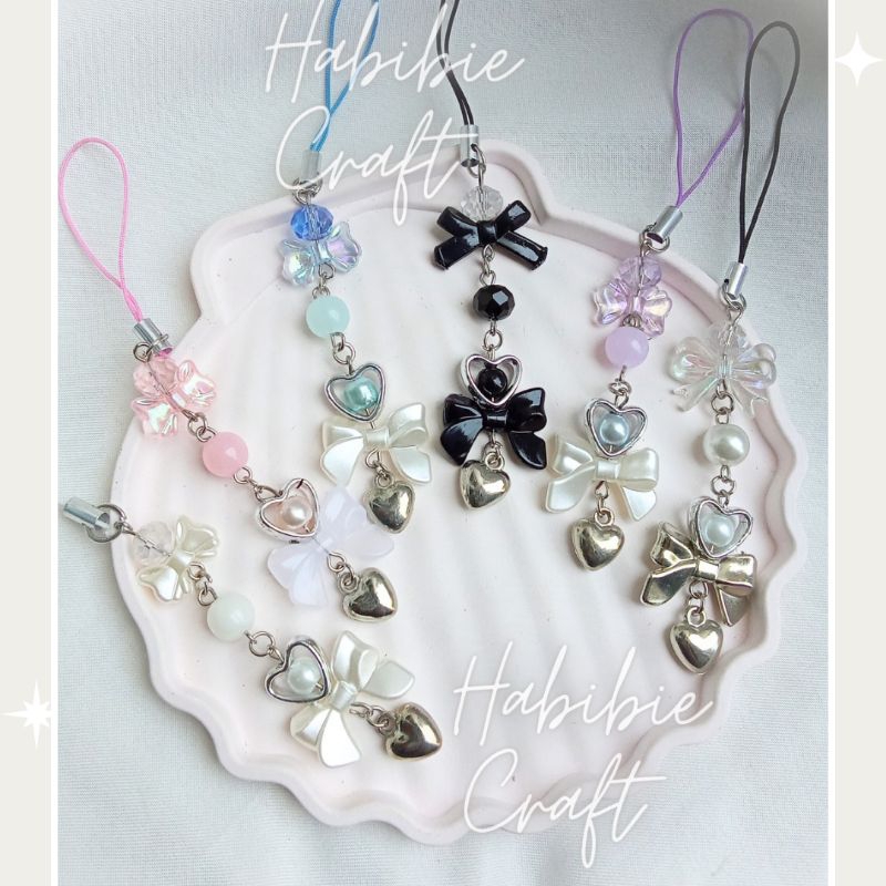 Jual Phone Charm Pink Purple Blue Series by Habibie Craft Strap hp ...