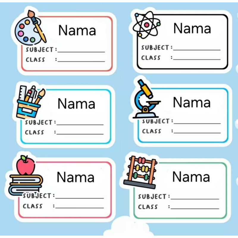 Jual PO 3 hari (Bentuk Kotak) Stiker Sticker Nama Anak untuk di tempel ...