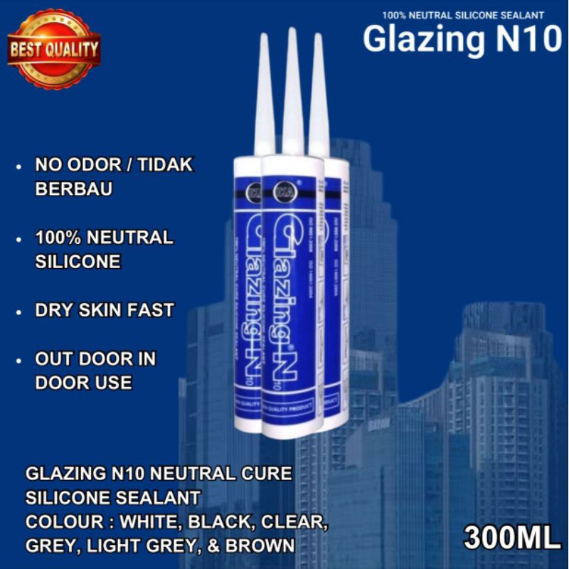 Jual Lem Kaca Silicone Sealant GLAZING N10 / GLAZING N-10 Netral 300ml ...