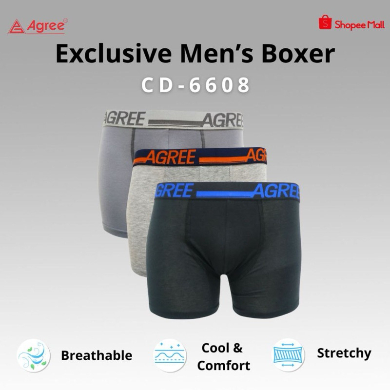 Jual CD Boxer AGREE SPORTS (ISI 3) 6608B Strechy - Toserbazaar | Shopee ...
