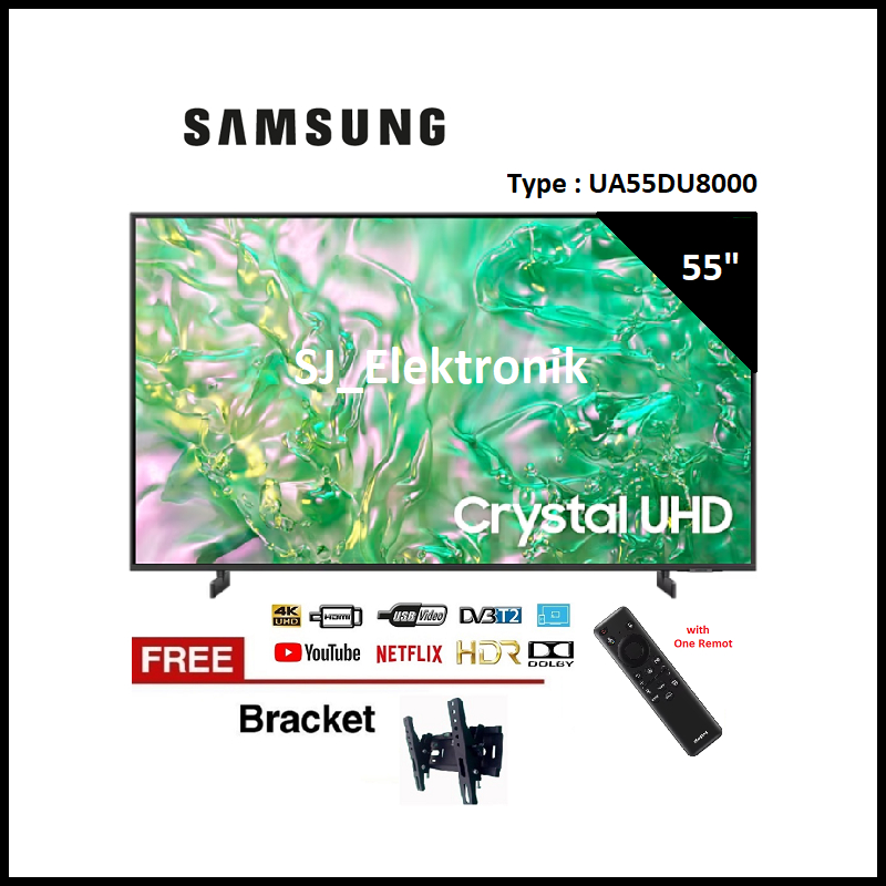 Jual Braket + Samsung 55DU8000 - LED TV 55 Inch UA55DU8000 Crystal UHD DU8000 4K Smart TV ...