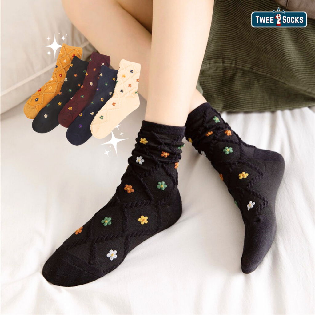 Jual Twee Socks - Diamond Flowers I Kaos Kaki Wanita Korea Japanese ...