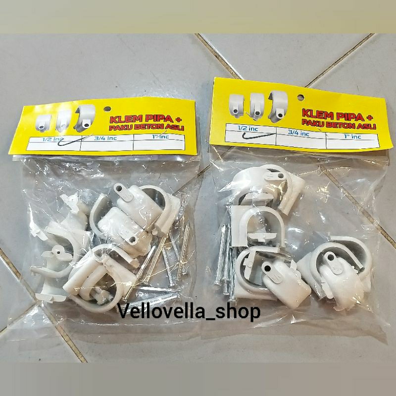 Jual 1/2 INCH Klem pipa pvc / klem pipa paralon + paku isi 10pc ...