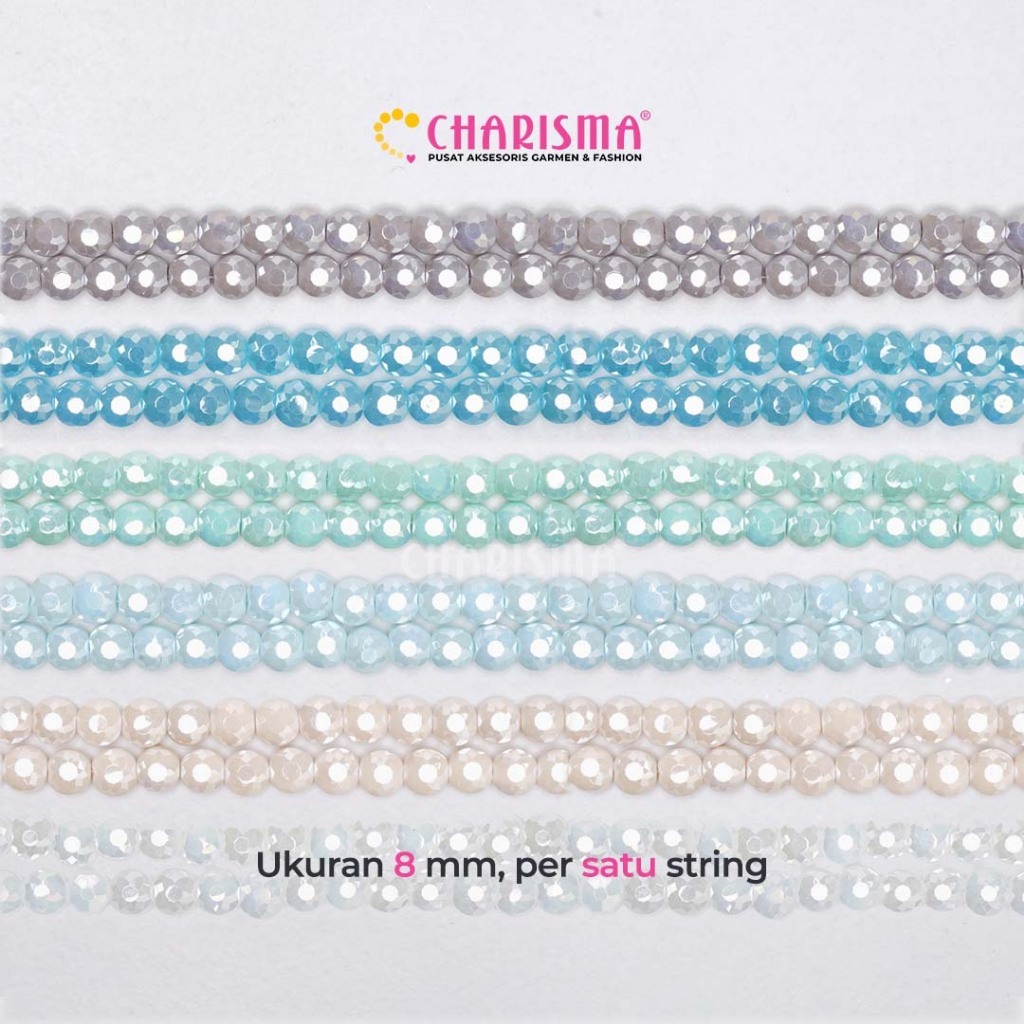 Jual Charisma Crystal Ceko Flatround - Crystal Acrylic Bulat Pipih 8mm / Harga Per String (70 ...