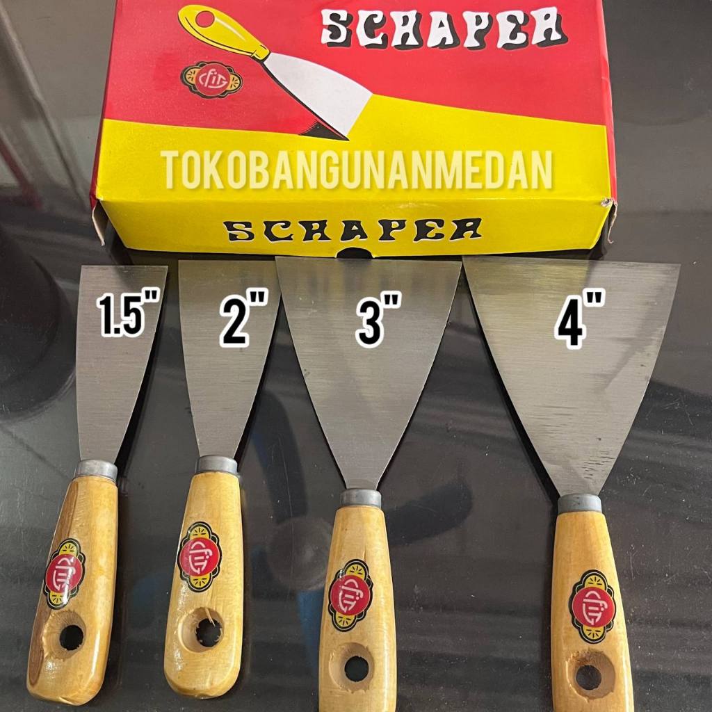 Jual Skrap sekrap dempul gagang kayu FIT 1.5 - 2 - 3 - 4 inch - Kape ...