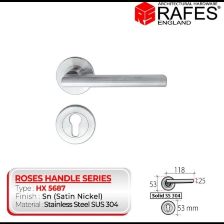 Jual HANDLE PINTU/GAGANG RAFES ROSES ALUMINIUM STAINLESS STEEL 304 HX ...