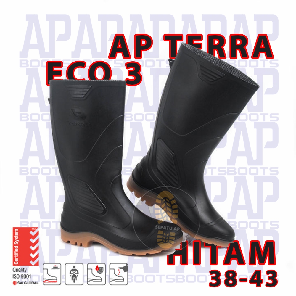 Jual ap boots terra eco 3 size 38-43 sepatu boots berbahan karet, anti ...