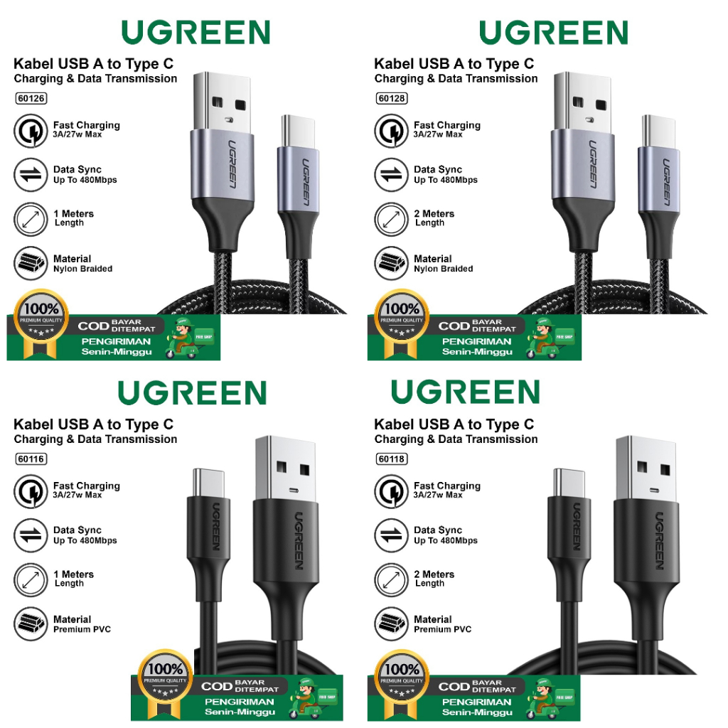 Jual Kabel Cas Data Cable USB A To Type C Support Fast Charging Max 3A ...