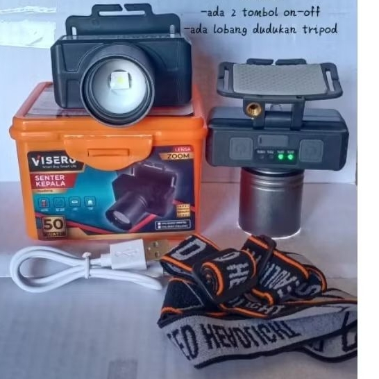 Jual Blor Zoom Visero 50W/Senter Kepala Zoom/Zoom In-Zoom Out/Head Lamp ...