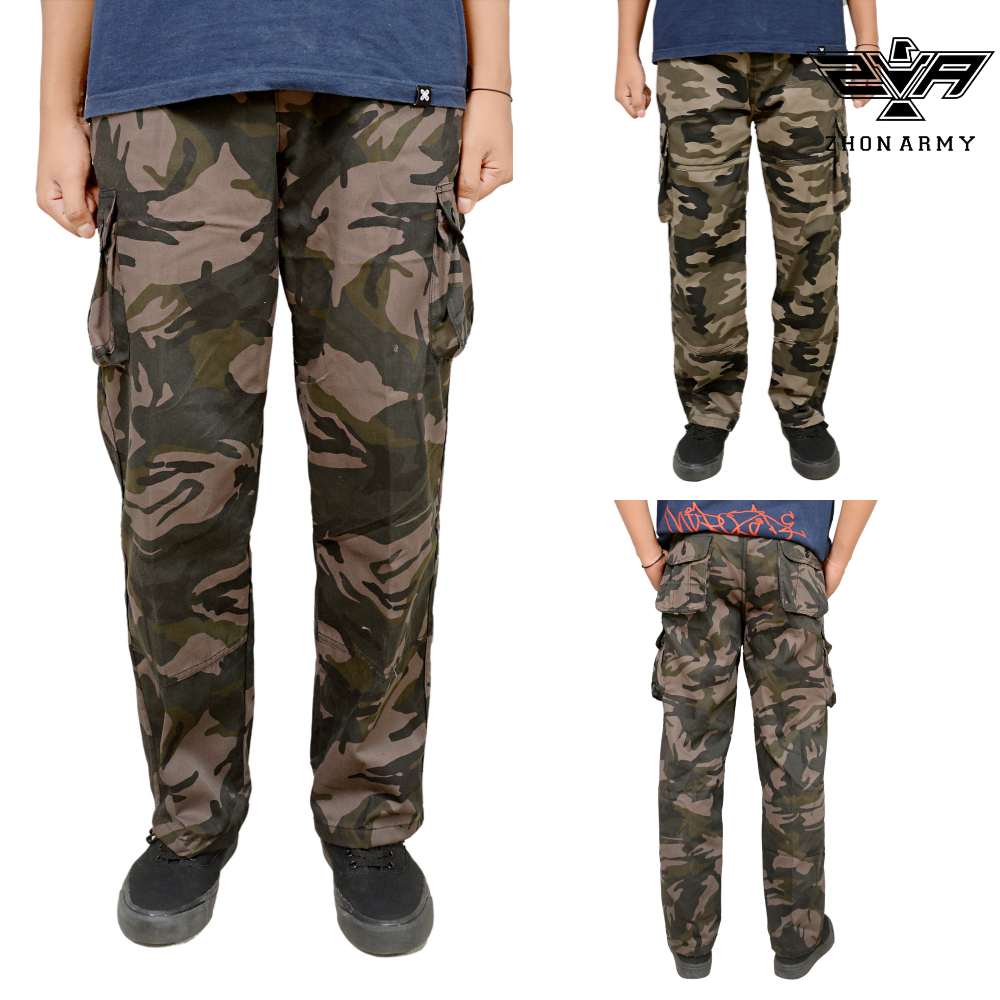 Jual ZHON ARMY Celana Cargo Panjang Pria Loreng Military Premium ...