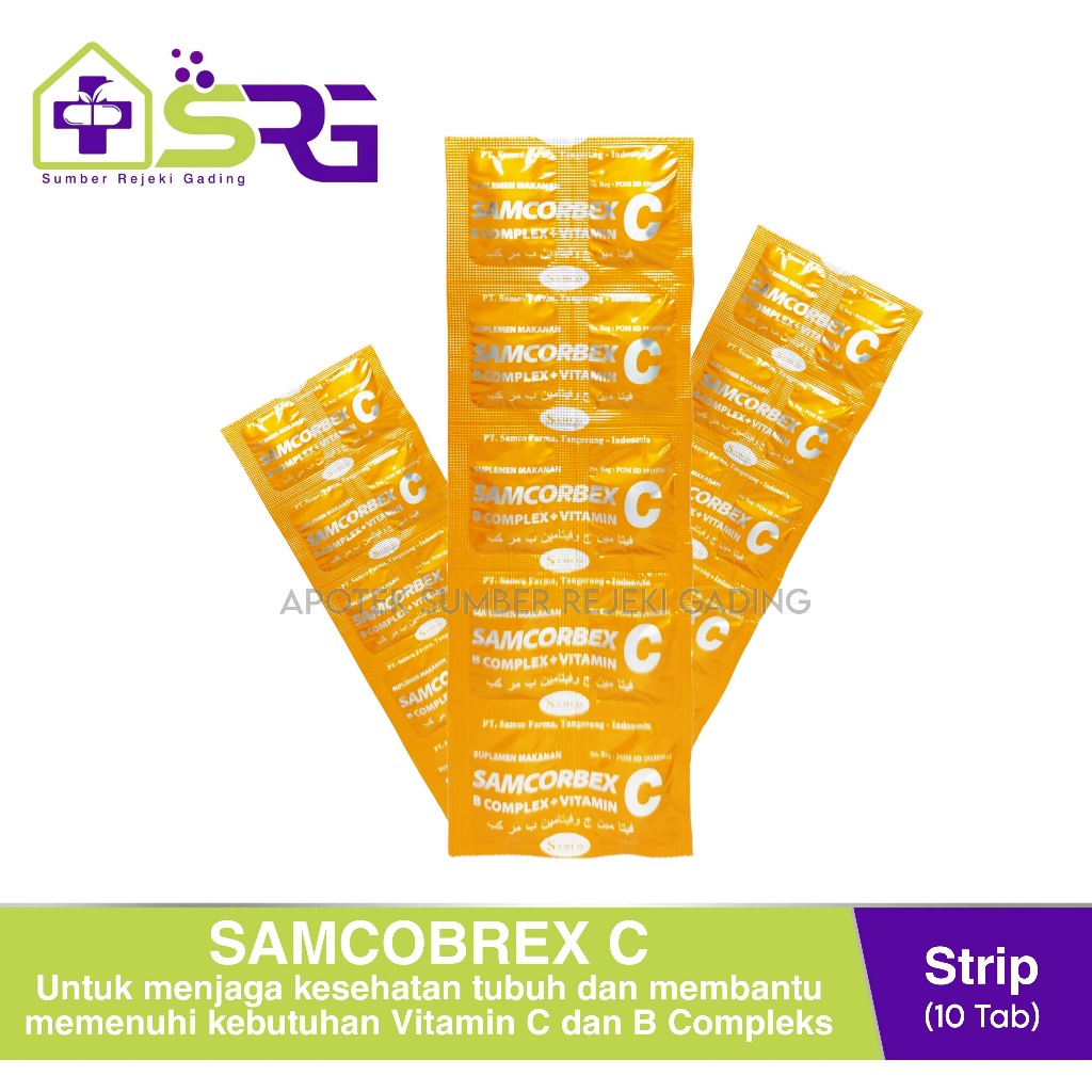 Jual Samcorbex Strip Isi 10 Tablet - Vitamin C | B Complex | B12 B1 ...