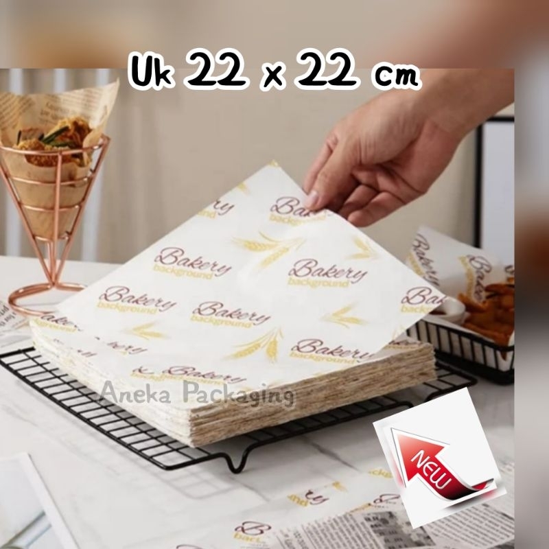 Jual Wax Paper / Baking Paper Motif BAKERY GANDUM ~ 50 PCS ~ uk 22 x 22 ...