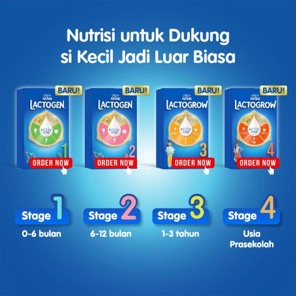 Jual LACTOGEN LACTOGROW 1/2/3/4 180gram Madu Vanila Original exp aman ...