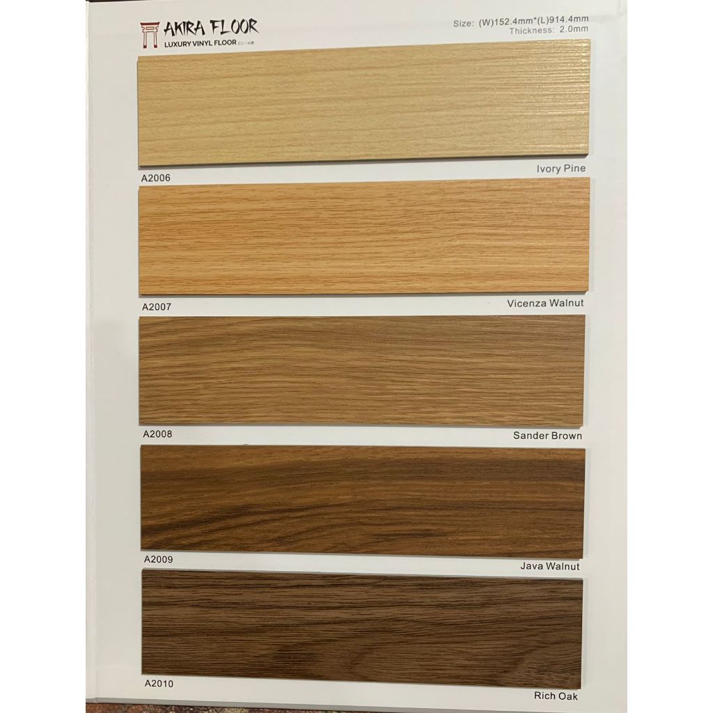 Jual lantai vinyl plank akira floor tebal 2mm I lantai vinyl motif wood ...