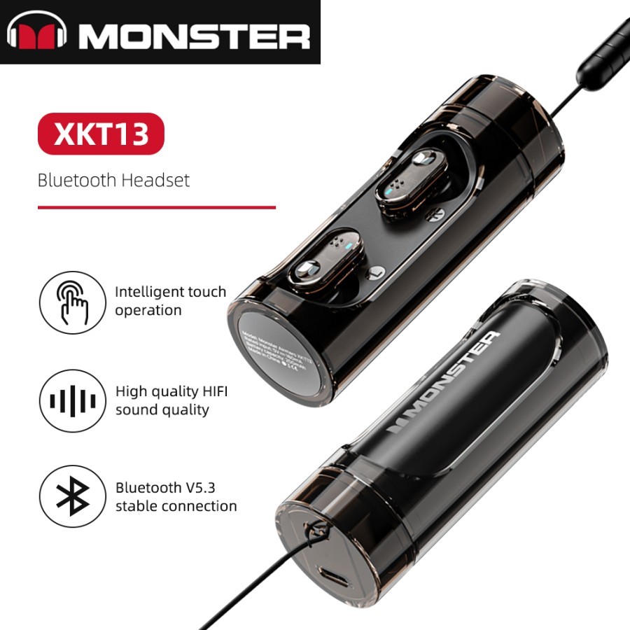 Jual MONSTER XKT13 TWS True Wireless Earbuds Headset Bluetooth 5.3 HiFi ...