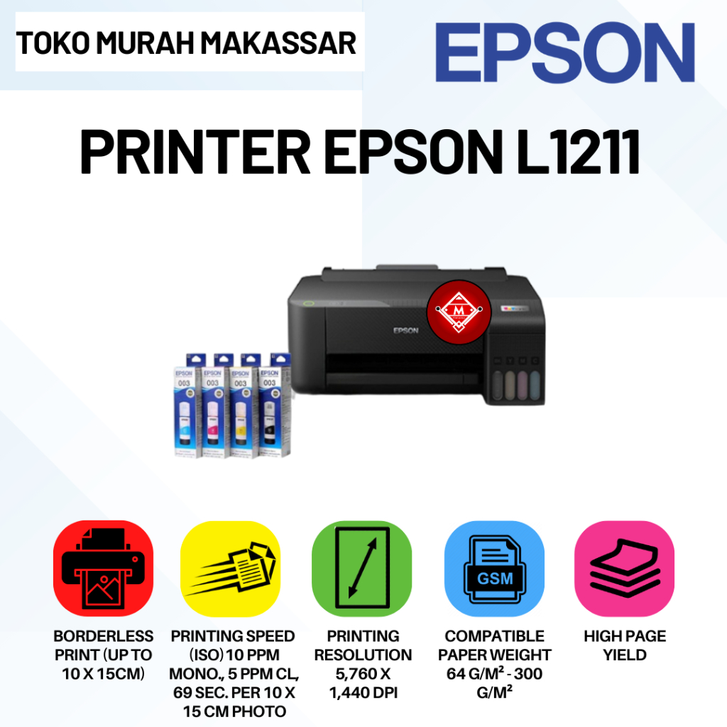Jual Printer Epson EcoTank L1211 A4 Ink Tank Print Only Garansi 3thn / PRI102-EPS | Shopee Indonesia