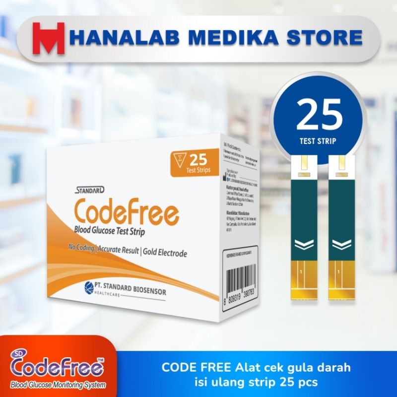 Jual SD BIOSENSOR codeFree Strip Gula Darah 25tes,/box | Shopee Indonesia