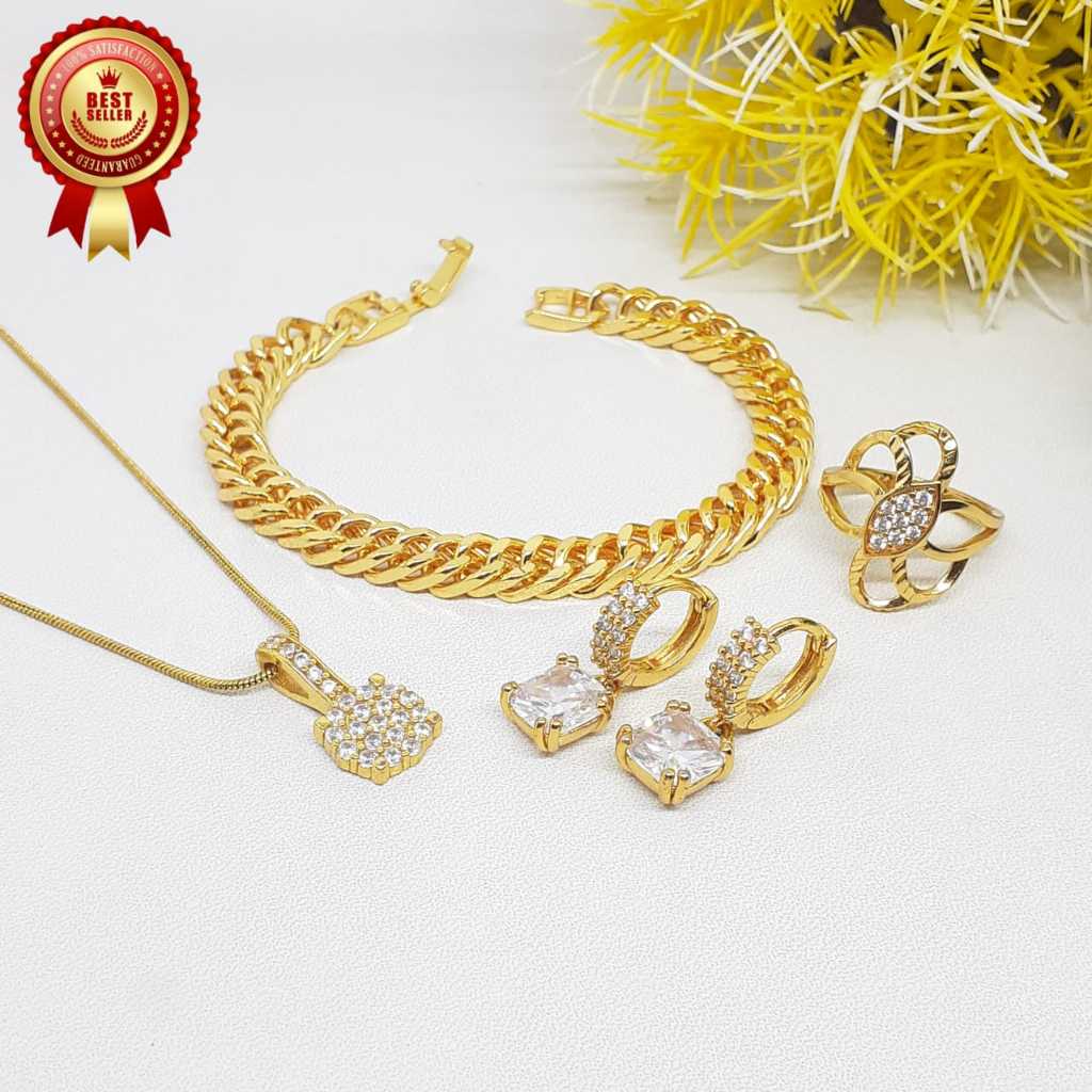 Jual mytitanium-set xuping lapis emas model kekinian wanita dewasa kwalitas terbaik H8F4 ...