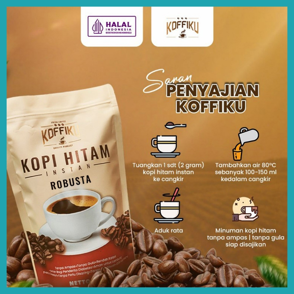 Jual KOFFIKU [100% ROBUSTA] Spray Dried Instant Coffee / Black Coffee ...