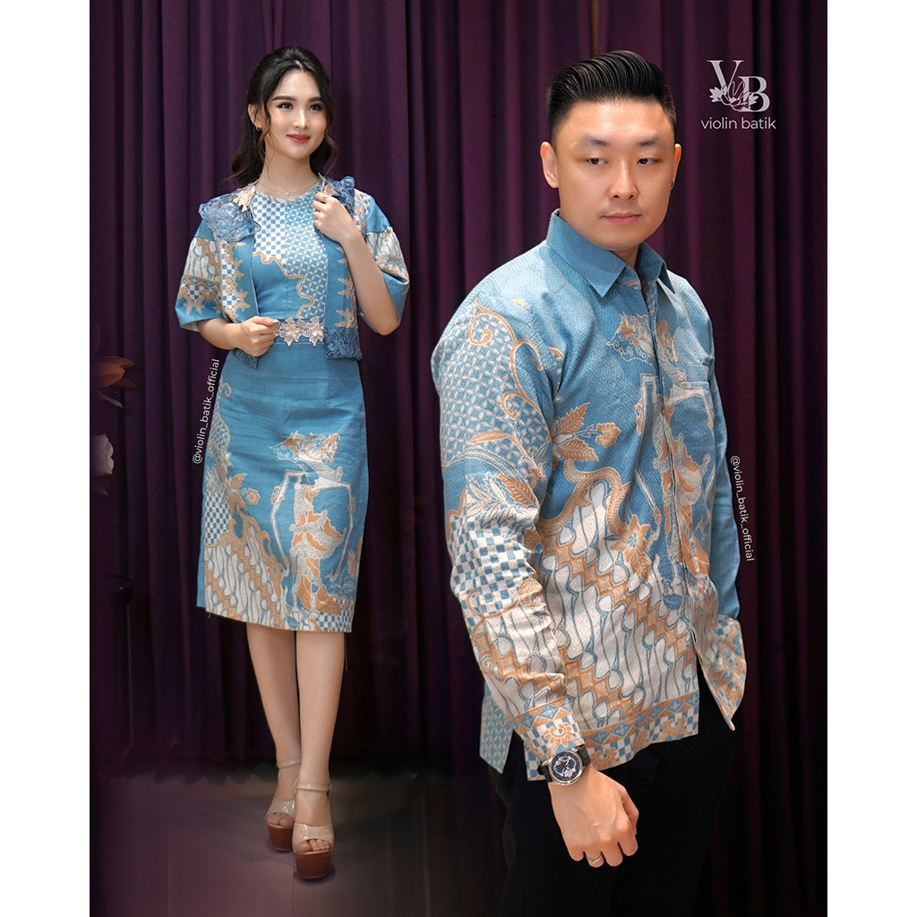 Jual Dress Batik Dobby Wayang Biru Muda Rompi Pendek 2441 | Shopee ...