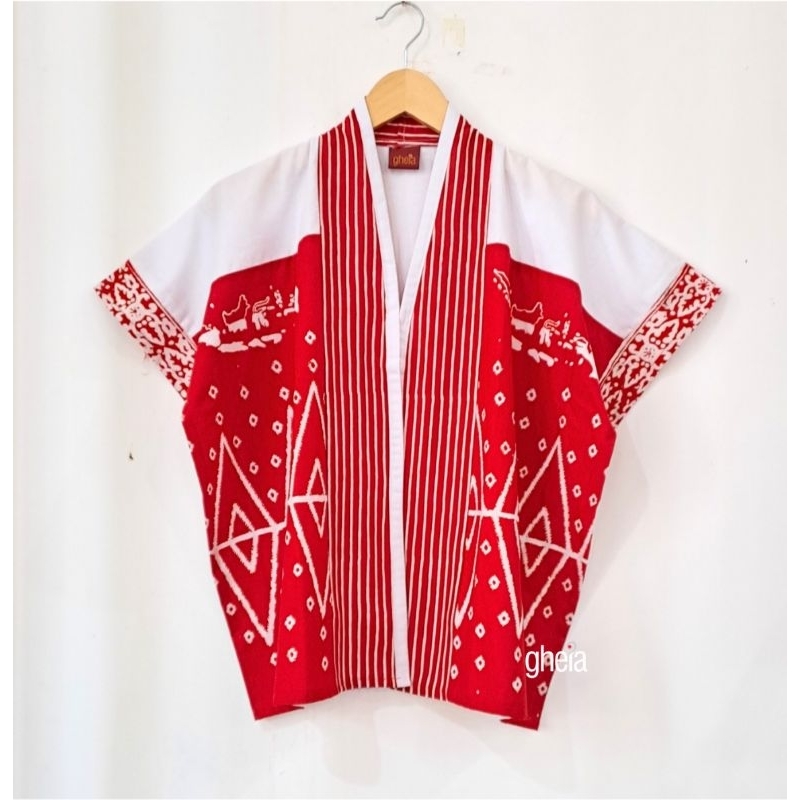 Jual Batik Gheia - Cardigan dirgahayu merah putih | Shopee Indonesia